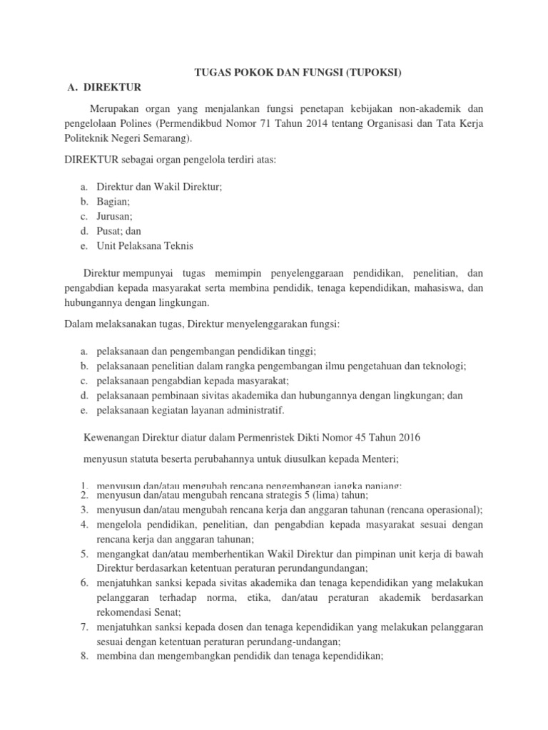 Tugas Pokok Dan Fungsi (Tupoksi) | PDF