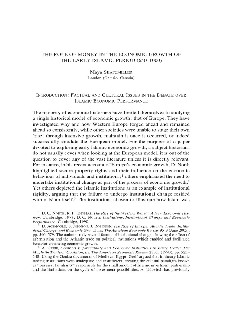 The Role of Money in The Economic Growth of The Early Islamic Period ...