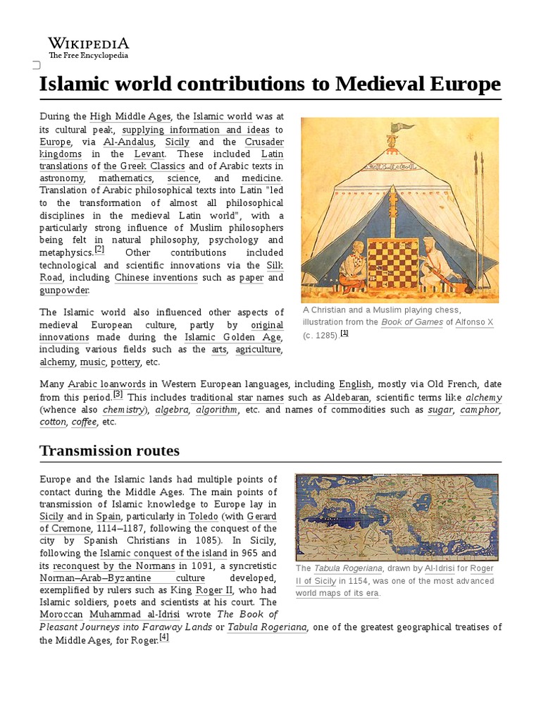 Islamic World Contributions To Medieval Europe | PDF