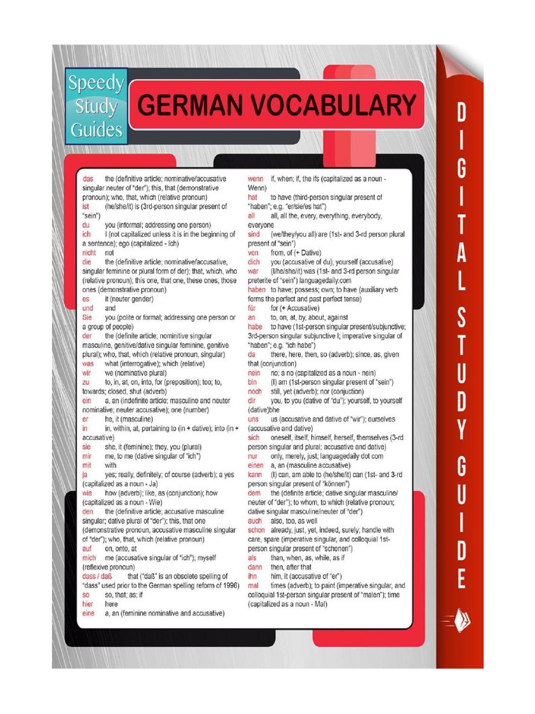 German Vocabulary (Speedy Language Study Guides) | PDF