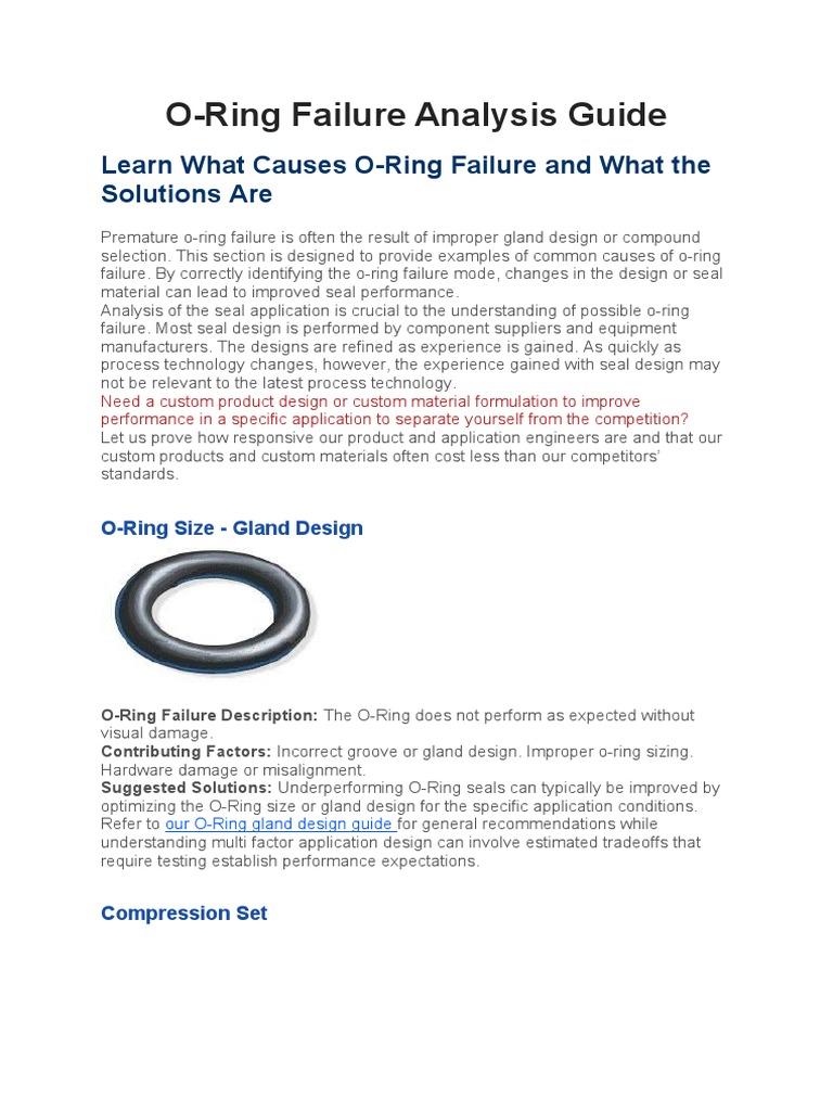 O Ring Failure Analysis Guide | PDF | Physical Sciences | Materials