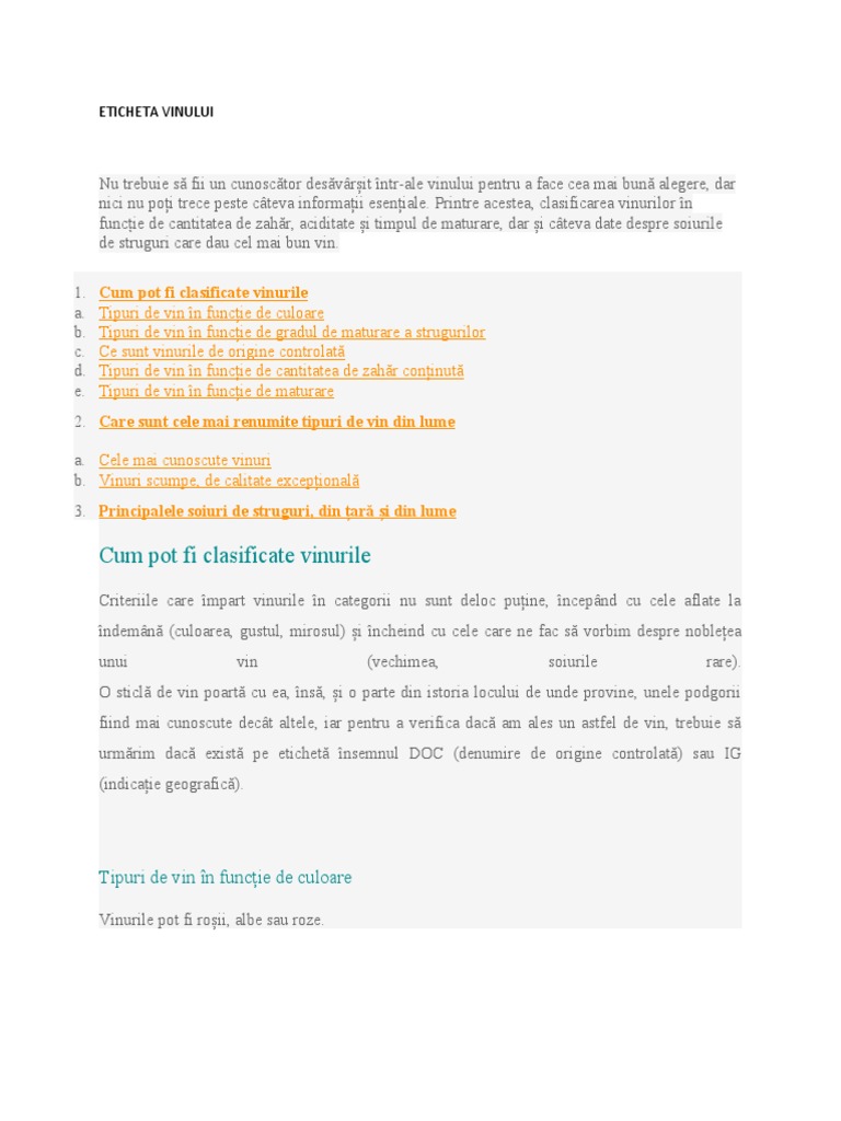 Tipuri de Vin | PDF