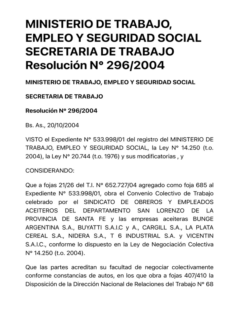 MINISTERIO DE TRABAJO, EMPLEO Y SEGURIDAD SOCIAL SECRETARIA DE TRABAJO Resolució | PDF | Salario ...