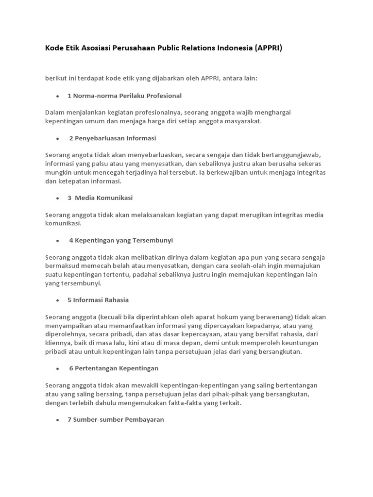 Kode Etik APRI | PDF