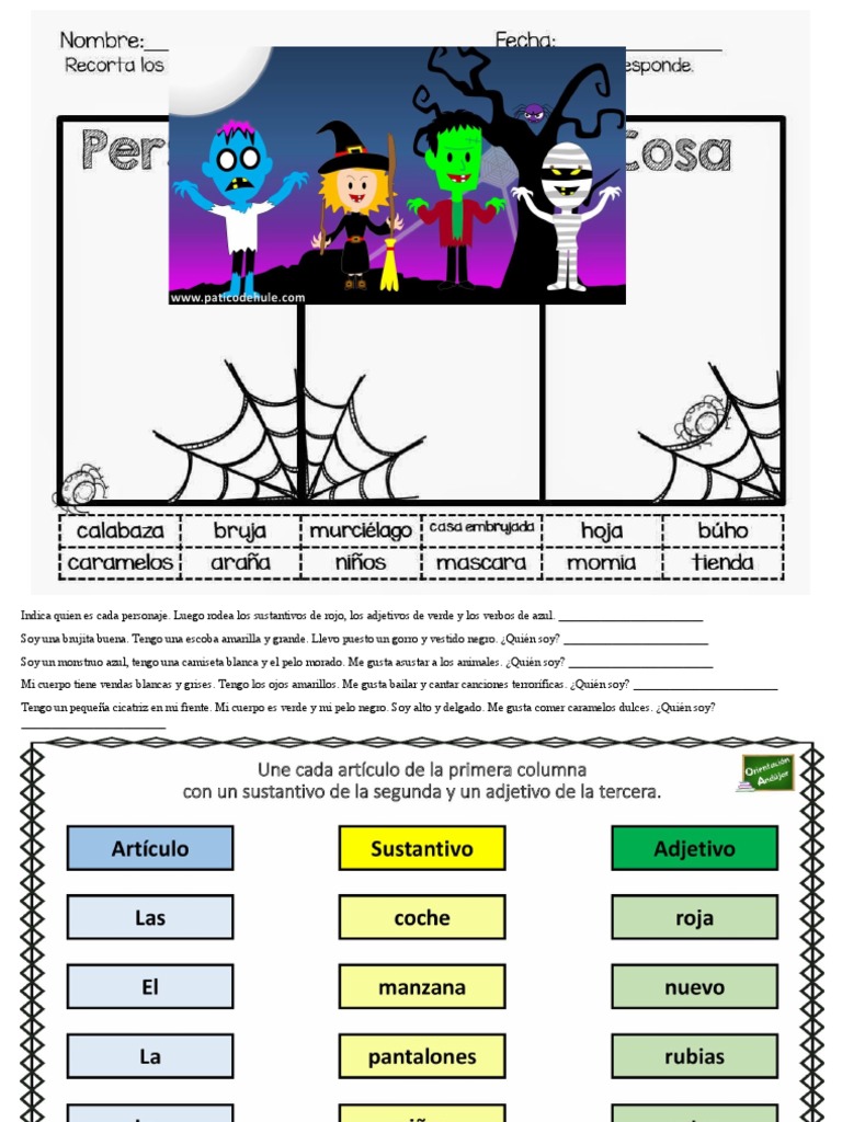 Sustantivos y Adjetivos Halloween | PDF