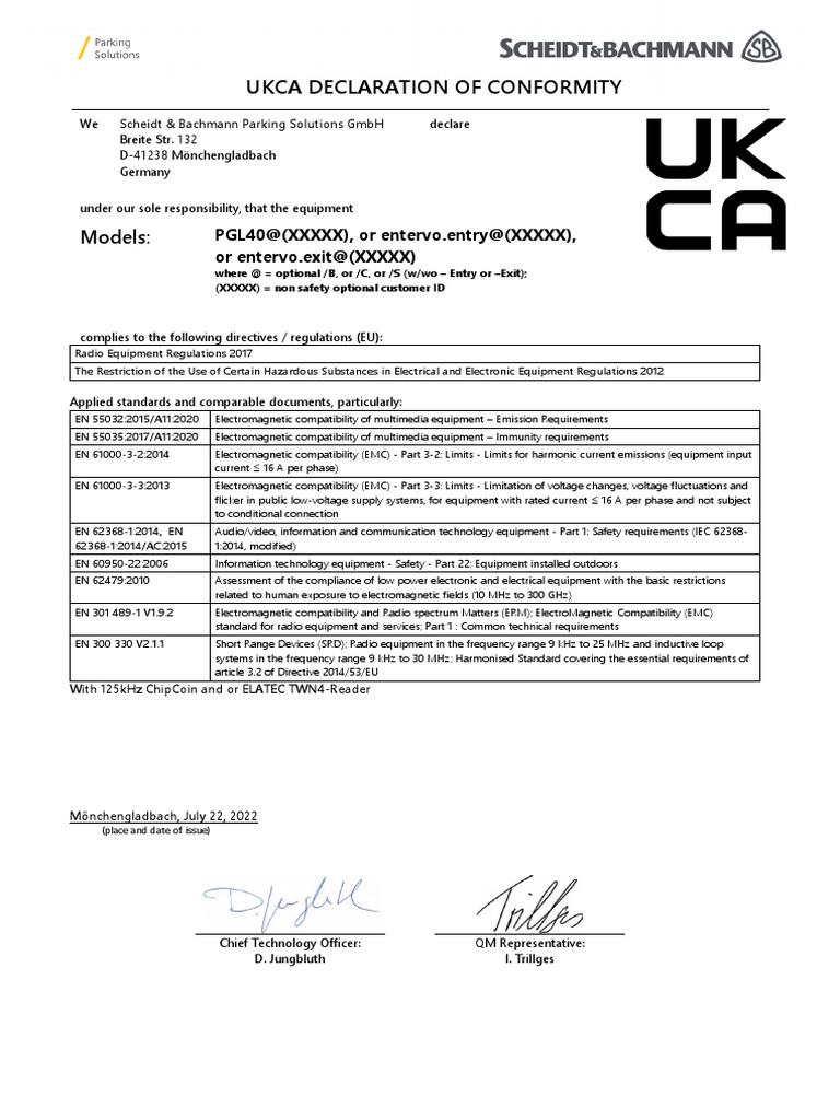 Pgl40 Ukca Declaration of Conformity | PDF | Electromagnetic Compatibility | Hertz