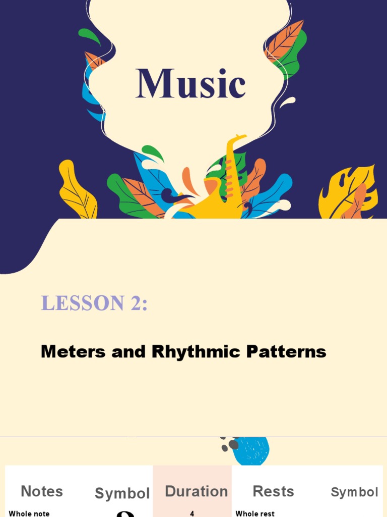 MAPEH 4. Lesson 2 - Meters and Rhythmic Patterns | PDF