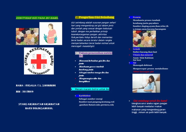 Kebutuhan Gizi Pada Ibu Hamil Kelbin 2 Leaflet | PDF