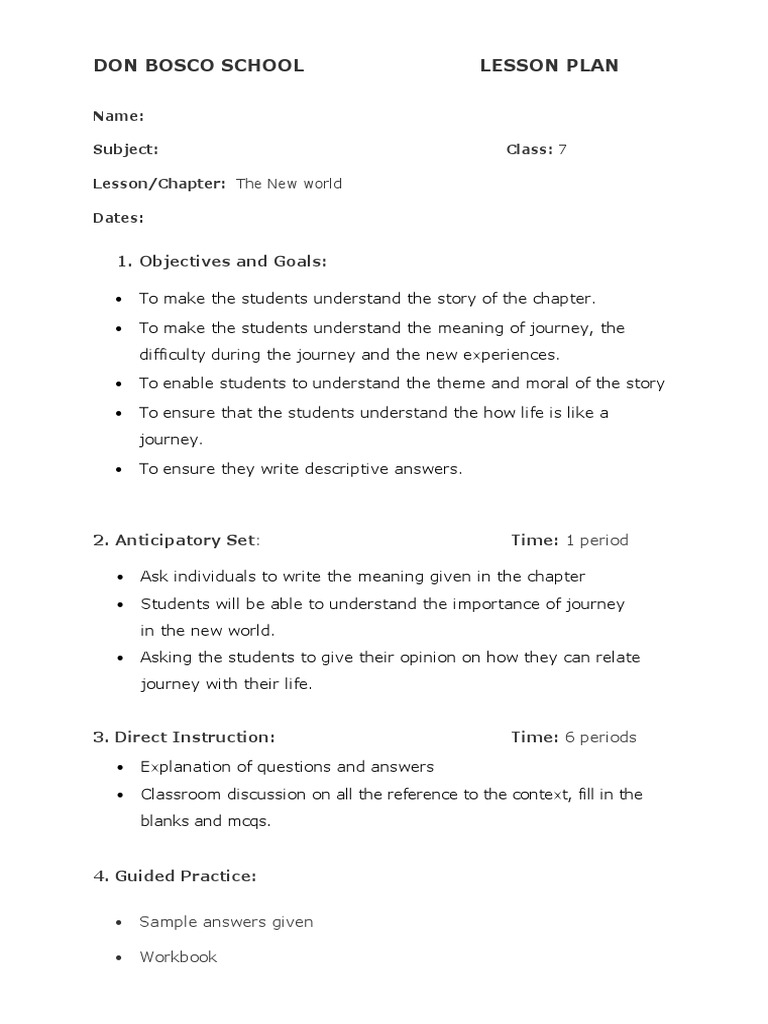 Lesson Plan: The New World Journey | PDF