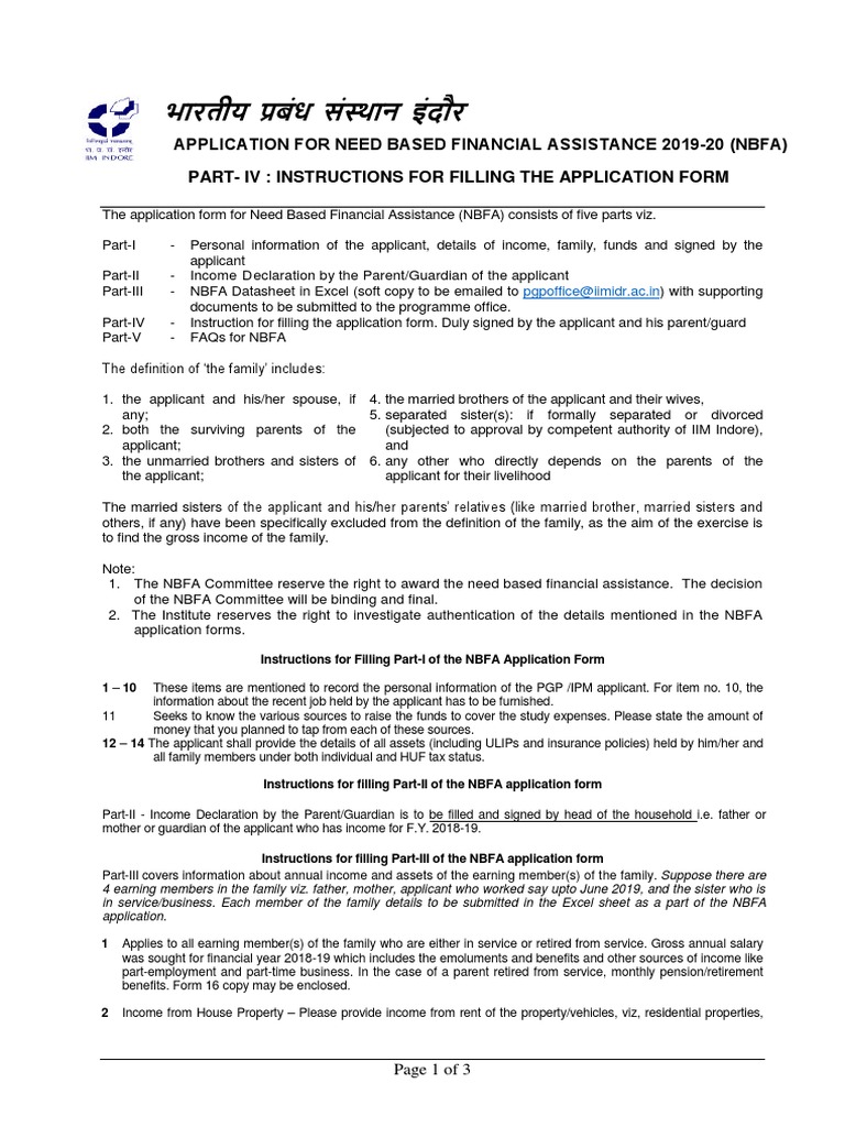 NBFA Application Form Instructions | PDF | Equity (Finance) | Income