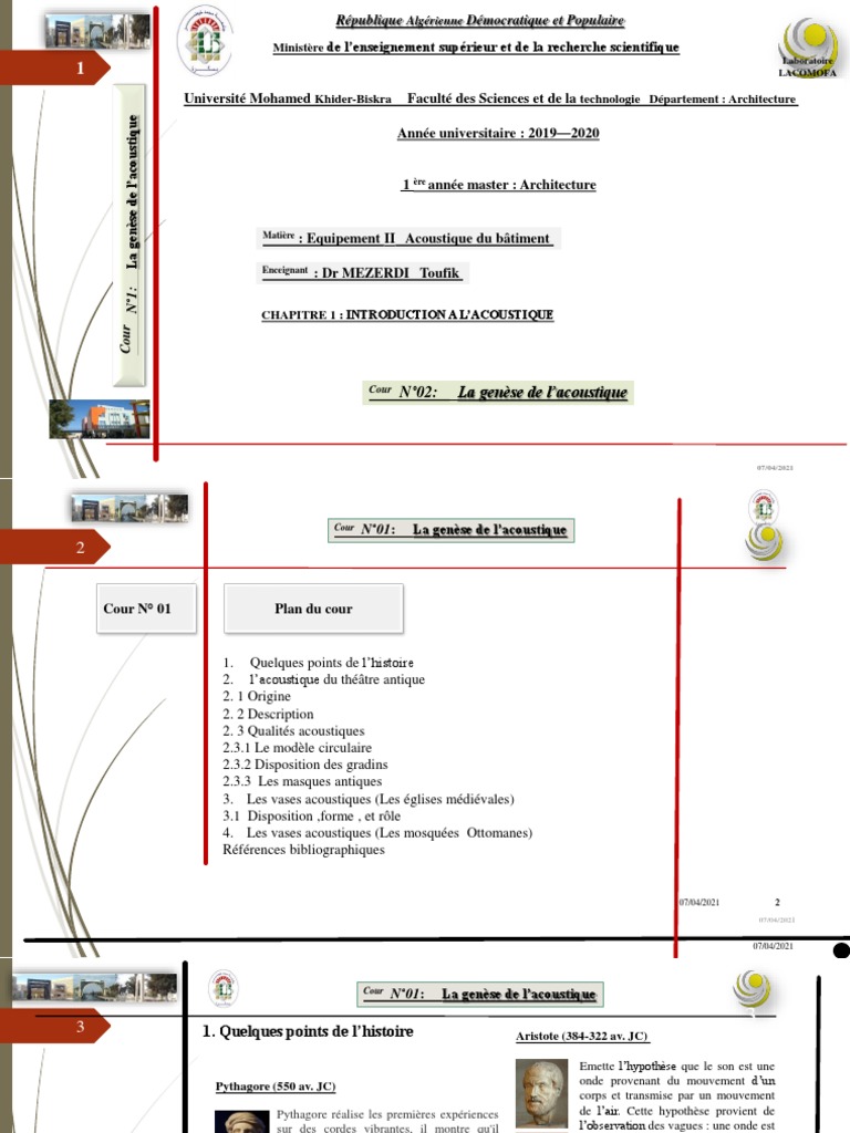Cour #02 La Genése de Lacoustique | PDF | Acoustique | Mécanique newtonienne
