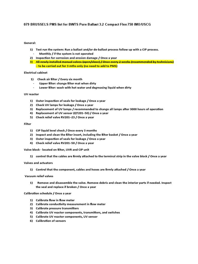 Alfa Laval BWTS - PMS | PDF | Valve | Manufactured Goods