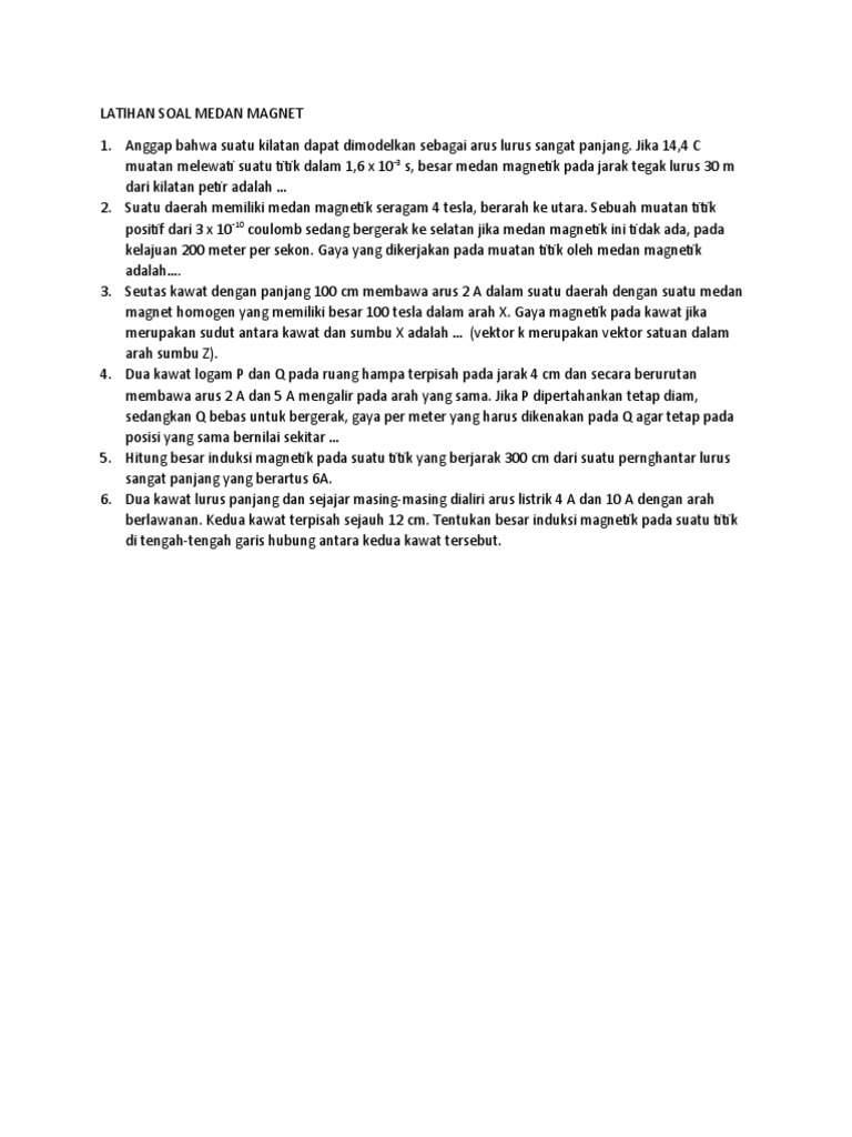 Latihan Soal Medan Magnet | PDF