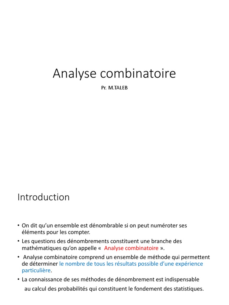 Analyse Combinatoire | PDF | Combinatoire | Permutation