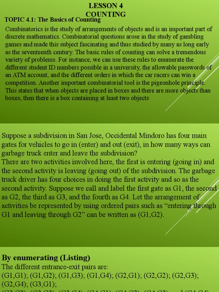 LESSON 4 Counting | Download Free PDF | Mathematics | Discrete Mathematics