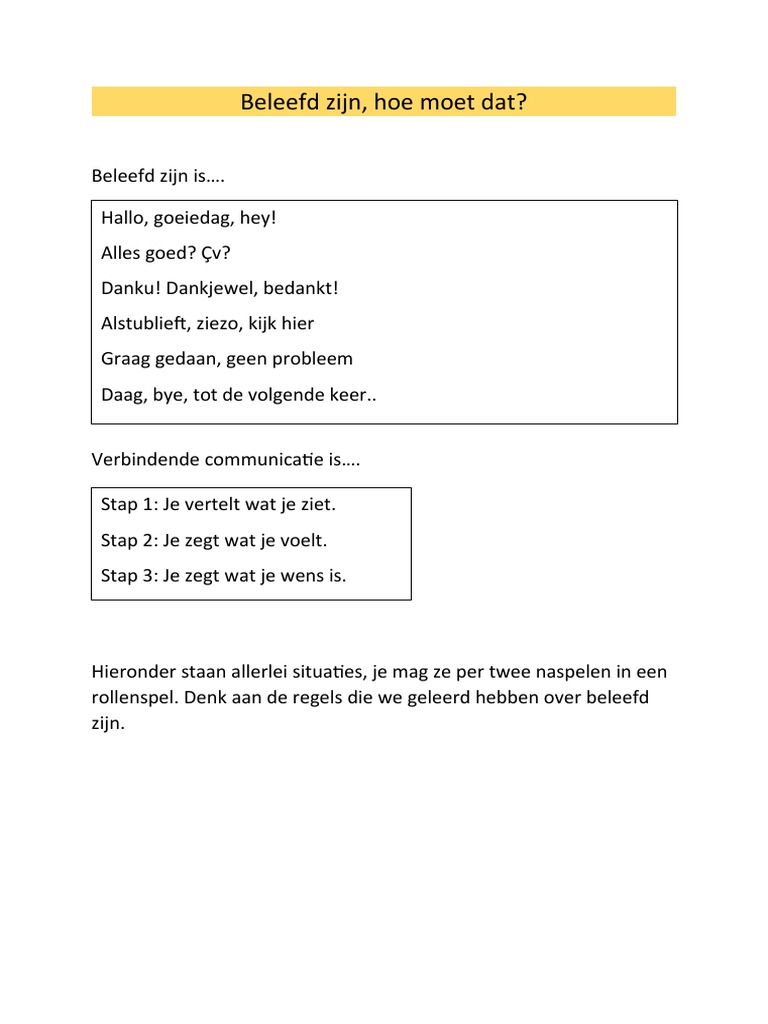 Oefenblad Beleefd Zijn | PDF