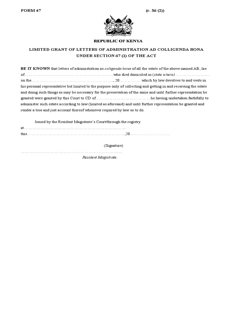 Limited Grant Form 47 | PDF