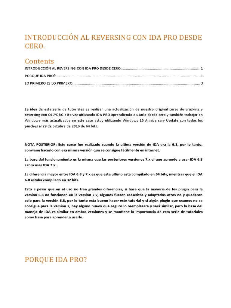 1-Introduccion Al Reversing Con Ida Pro Desde Cero | PDF | Computación ...