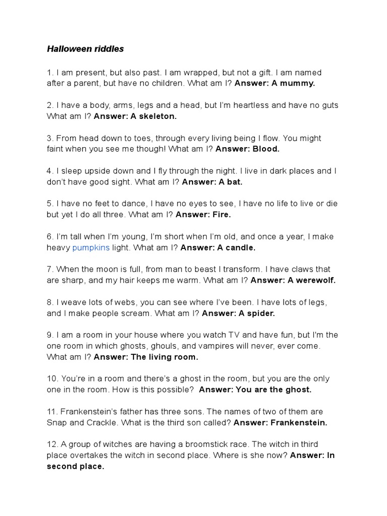 Halloween Riddles and Answers | PDF