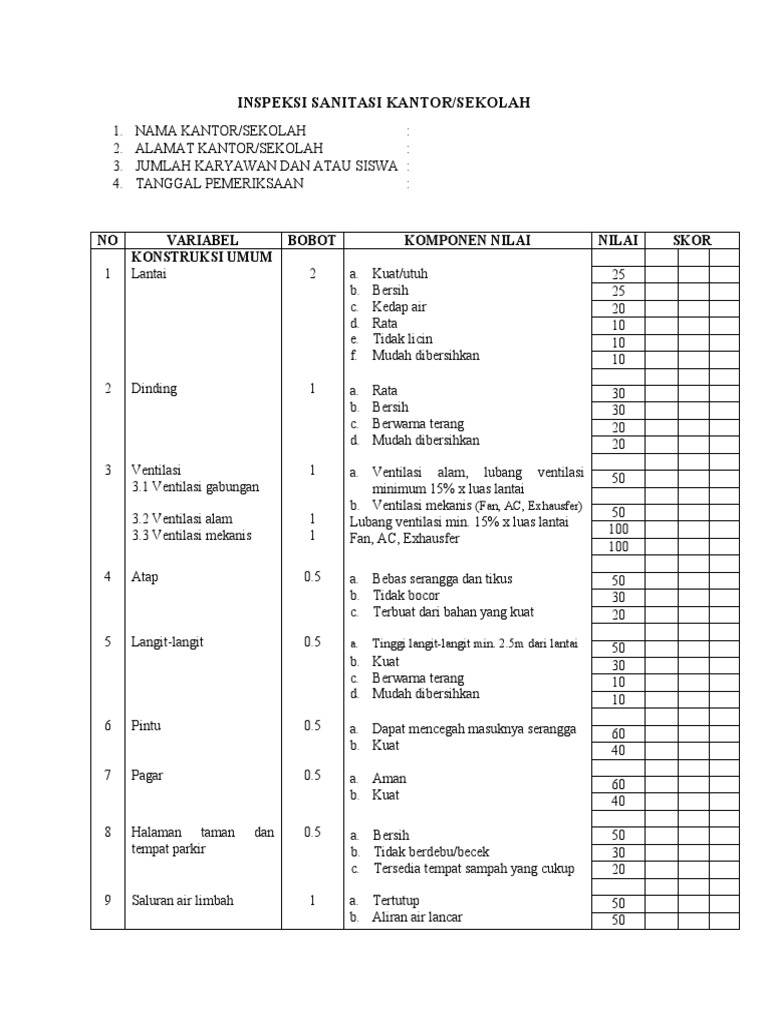 Inspeksi Sanitasi Kantor | PDF