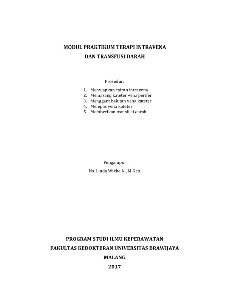 Prosedur Terapi Intravena untuk Perawat | PDF