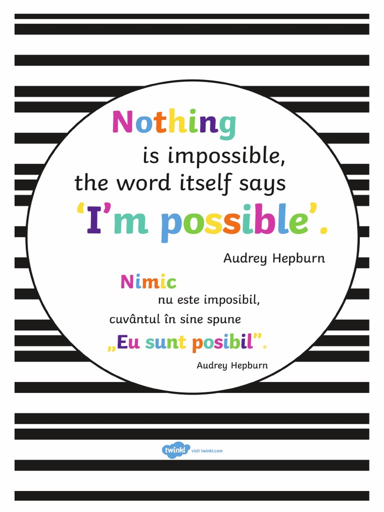 Nothing Is Impossible Motivational Poster English Romanian A3 | PDF