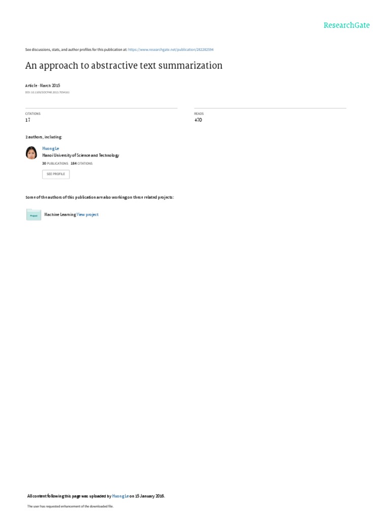 An Approach To Abstractive Text Summarization | PDF | Phrase | Syntax An Approach To Abstractive Text Summarization | PDF | Phrase | Syntax