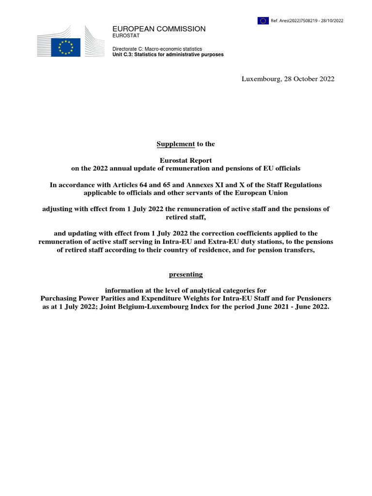 Ares (2022) 7508219 Eurostat Remuneration Report 2022 Annex3 (Analytical Categories) | PDF ...