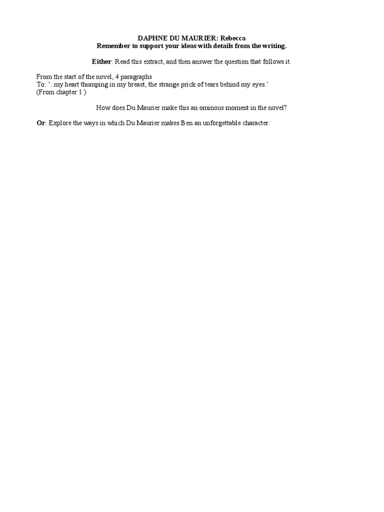 Ominous Moments in Rebecca Chapter 1 | PDF