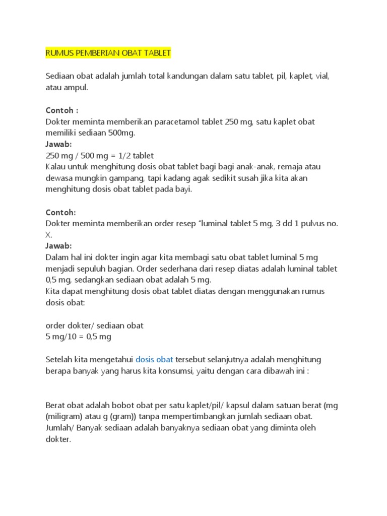 Rumus Pemberian Obat | PDF