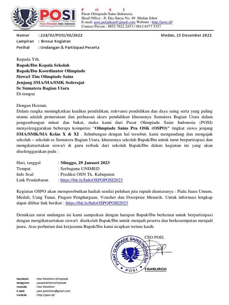 Surat Undangan Kompetisi OSPO | PDF | Karier & Perkembangan | Ilmu Sosial