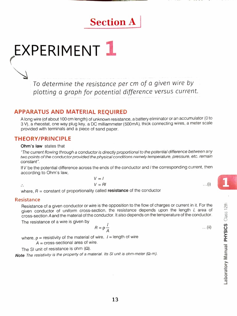 Physics Practical Exp 1 6 | Download Free PDF | Electrical Resistance And Conductance ...