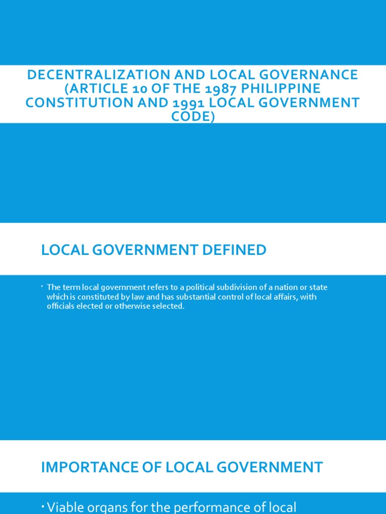 Module 9, Decentralization and Local Governance | PDF | Government ...