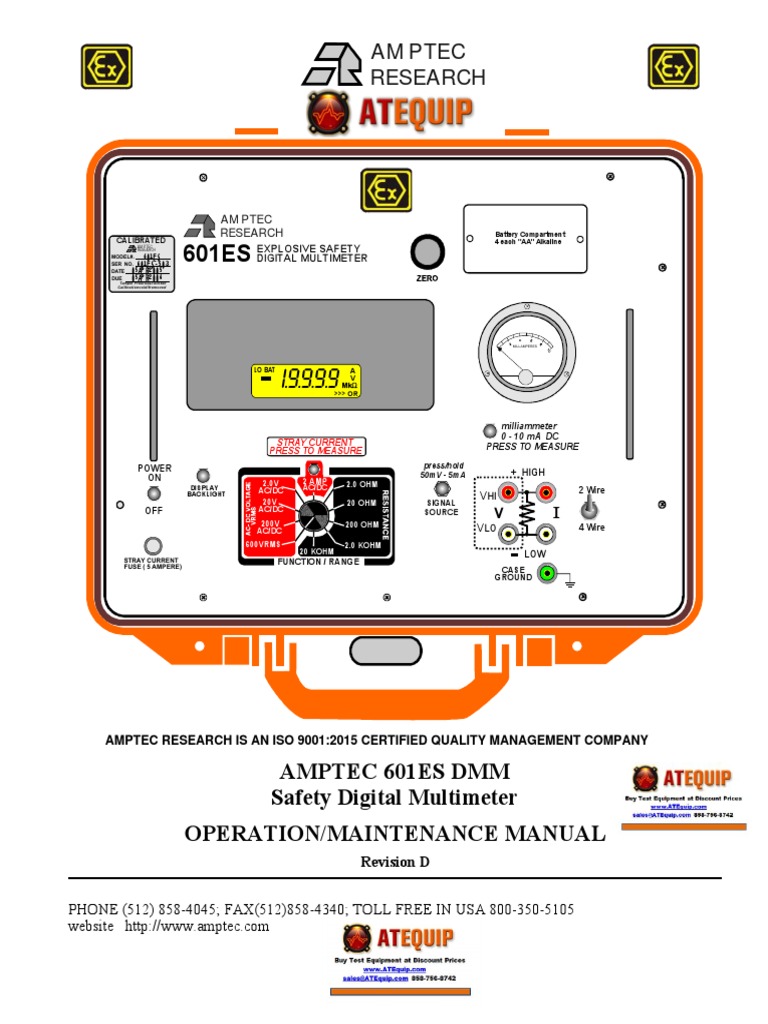 AMPTEC 601ES Explosive Safety DMM Operation Manual | PDF | Electrical ...