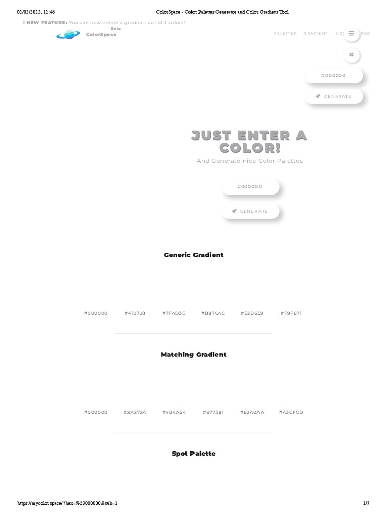ColorSpace - Color Palettes Generator and Color Gradient Tool | PDF ...