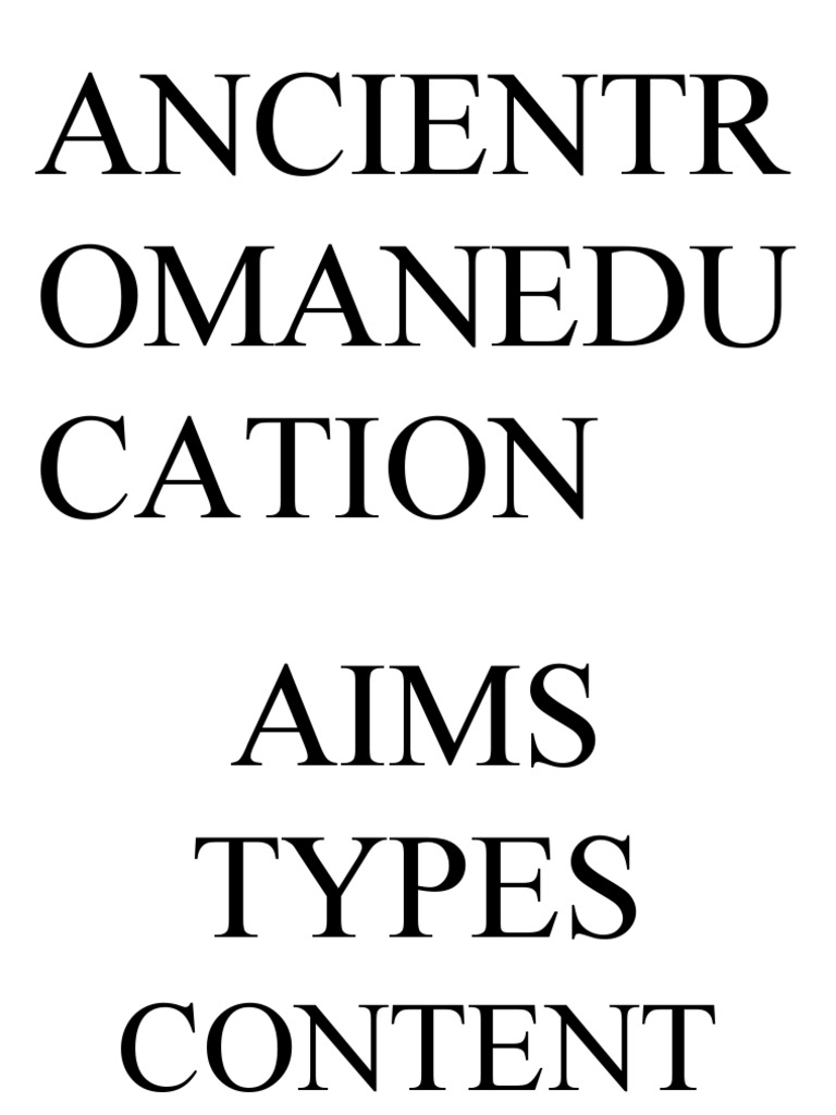Ancient Roman Education Overview | PDF