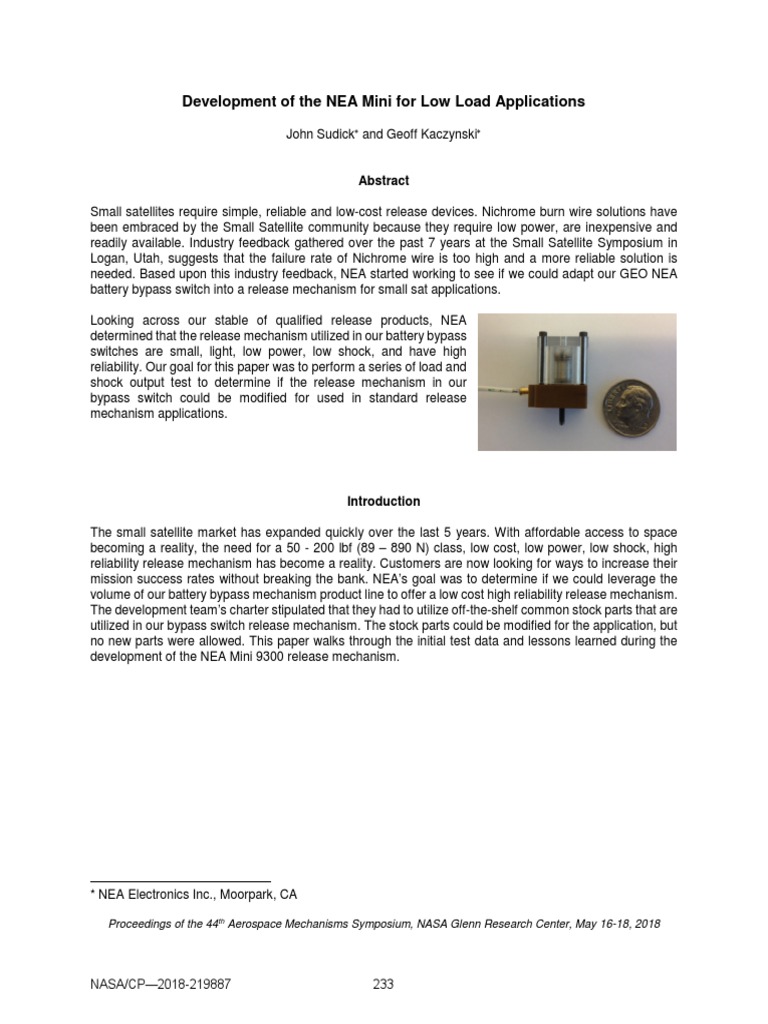 Development of The NEA Mini For Low Load Applications | PDF | Switch | Reliability Engineering