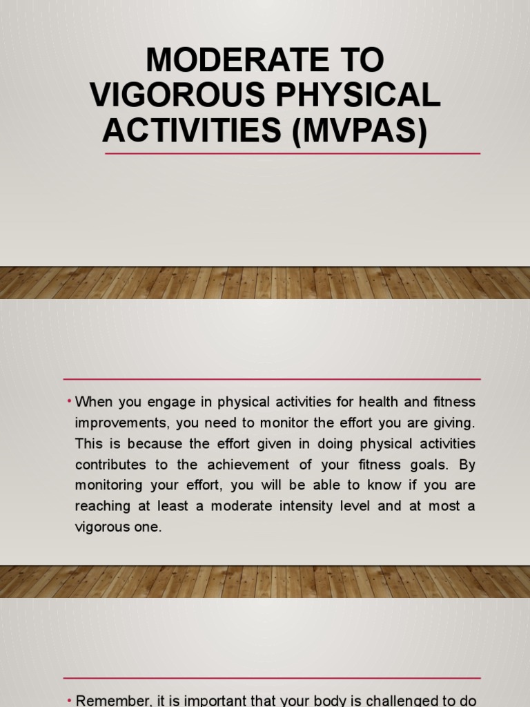 Moderate To Vigorous Physical Activities MVPAs WEEK 6 | PDF | Physical ...