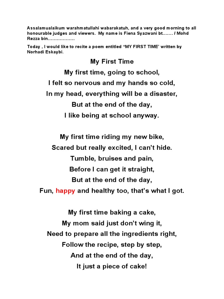 Poem Recitation: "My First Time" | PDF