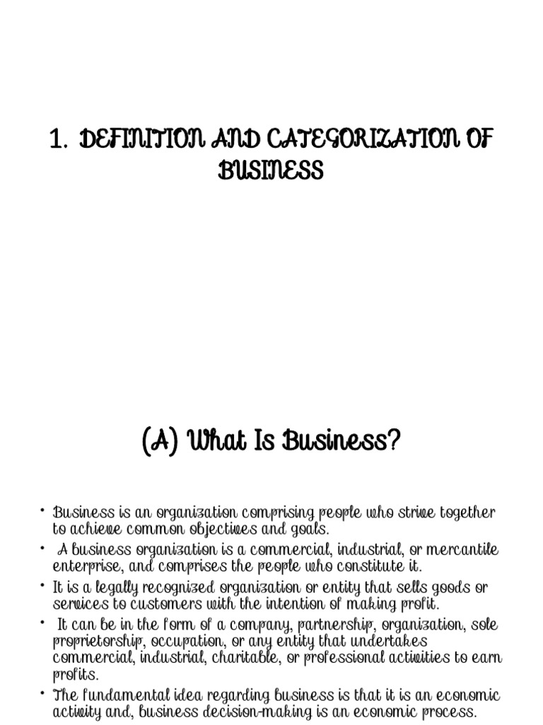 Definition and Categorization of Business | PDF | Business | Profit ...