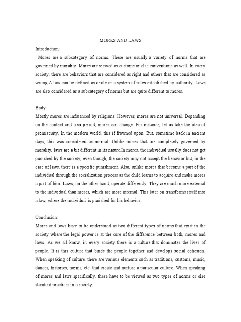 Mores vs Laws: Understanding the Differences | PDF | Social ...