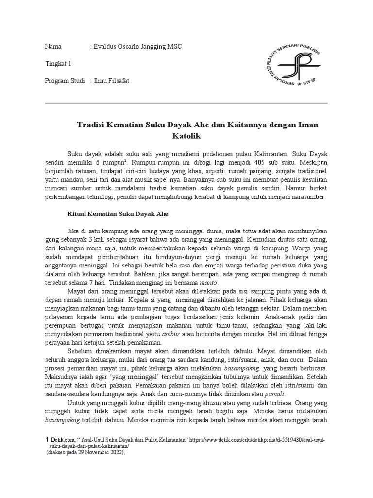 Tradisi Kematian Dayak Ahe | PDF