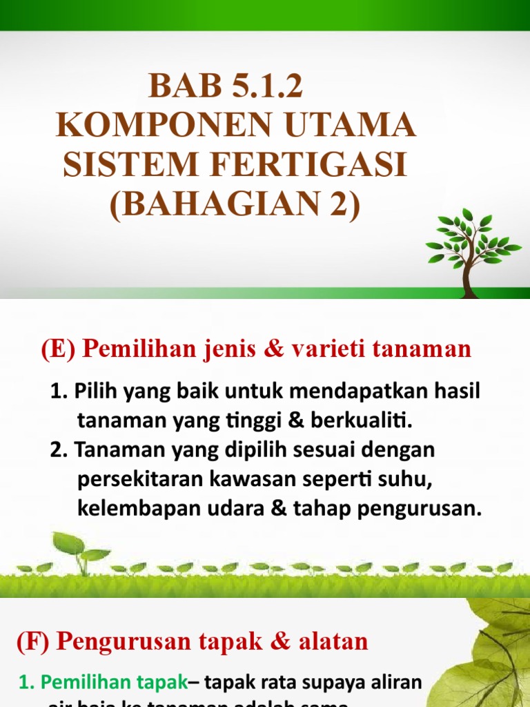 Bab 5.1.2 Komponen Fertigasi (Bahagian 2) 280721 | PDF | Teknologi ...