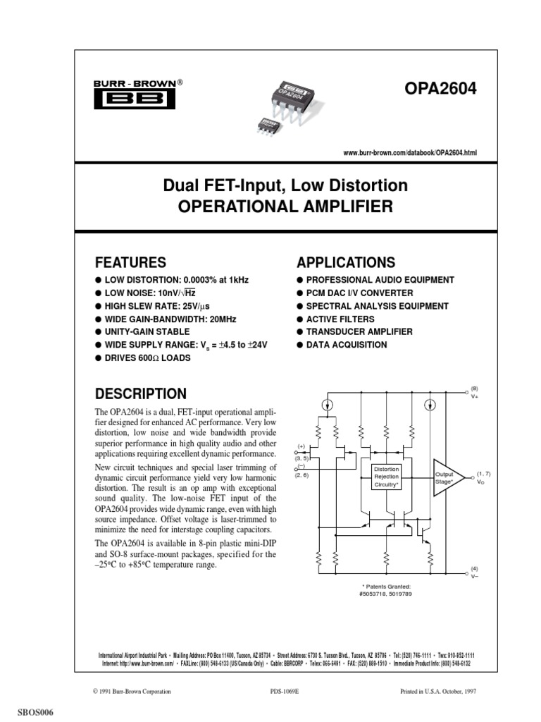 Opa 2604 | PDF | Amplifier | Operational Amplifier