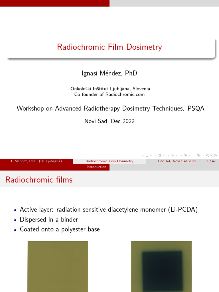Radiochromic Film Dosimetry-1 | PDF | Image Scanner | Dosimetry