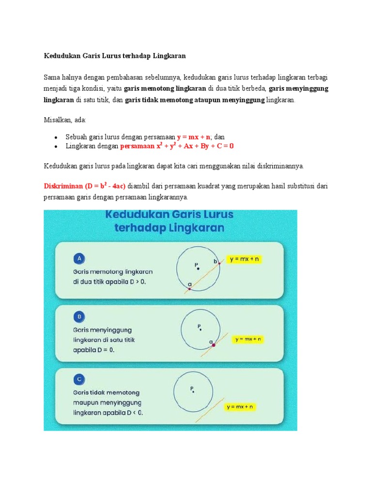 Kedudukan Garis Lurus Terhadap Lingkaran | PDF | Metode & Bahan Ajar