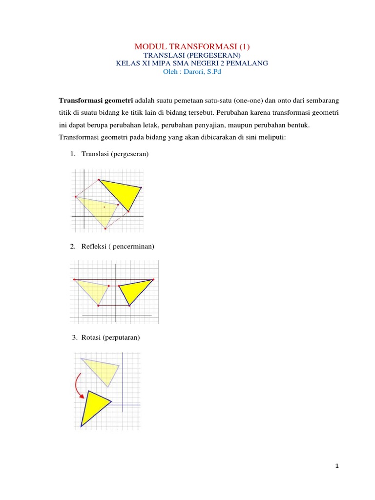 Modul Translasi Geometri SMA | PDF