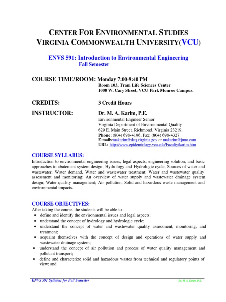 Wastewater Syllabus | PDF | Waste | Resource Conservation And Recovery Act