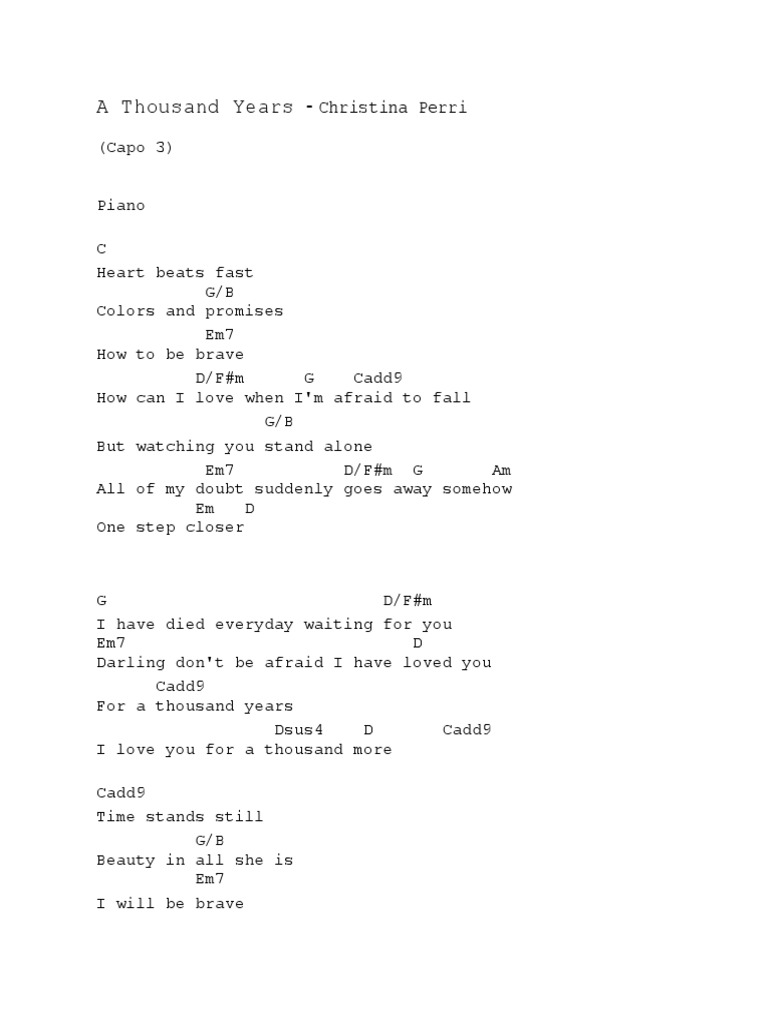 Christina Perri - Thousand Years (Chords Capo3) | PDF