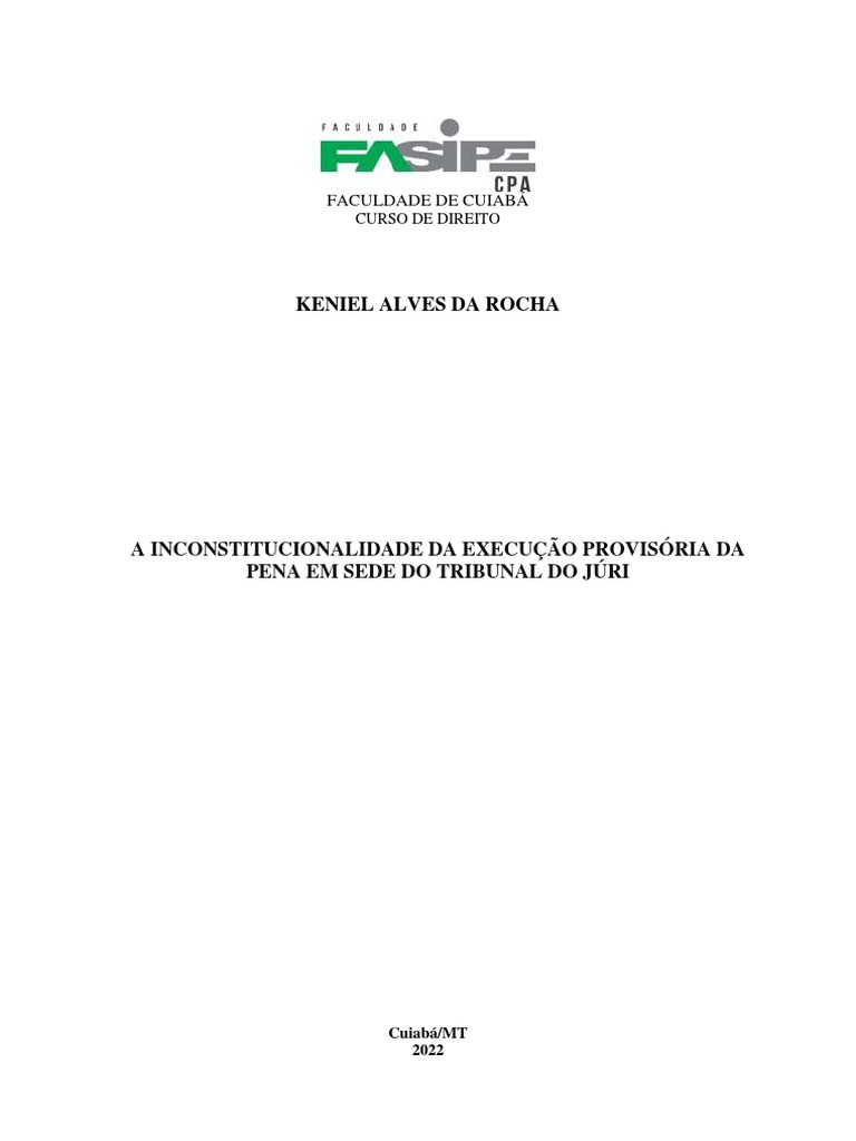 Keniel Rocha - TCC 2 | PDF | Sentença (jurídico) | Procedimento criminal